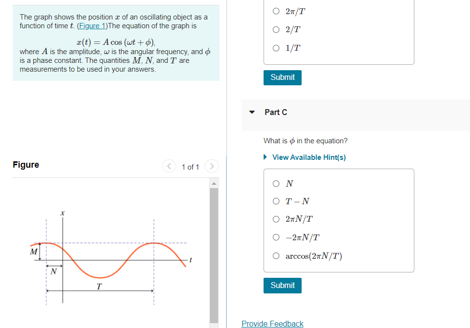 Solved Part A The graph shows the position of an oscillating | Chegg.com
