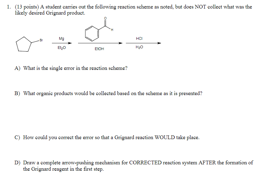 Solved (13 ﻿points) ﻿A student carries out the following | Chegg.com