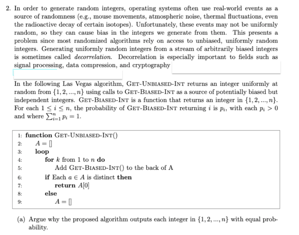 2. In order to generate random integers, operating | Chegg.com