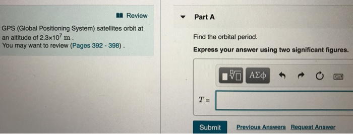 Solved Review Part A GPS (Global Positioning System) | Chegg.com