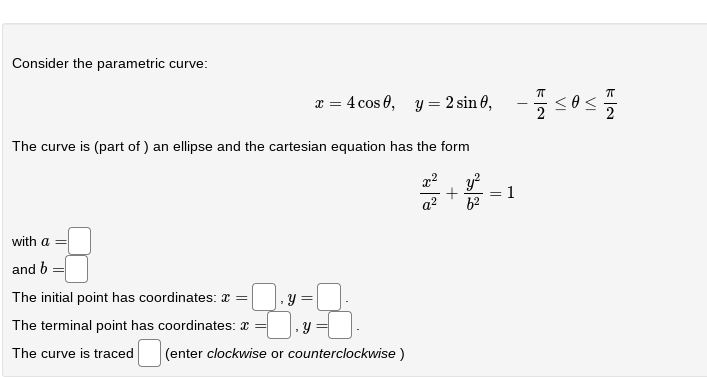 Solved Consider the parametric curve: | Chegg.com