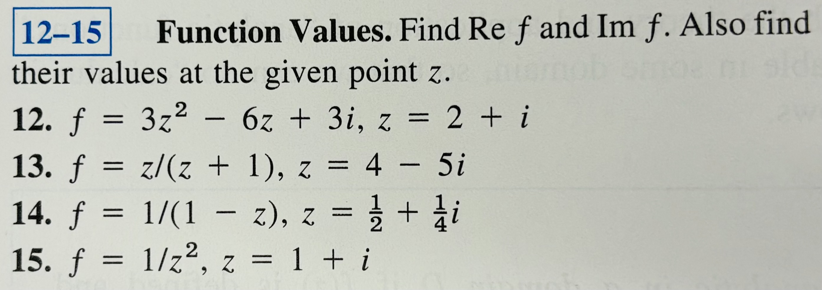 Solved 14. ﻿Function Values. Find Ref and Imf. Also | Chegg.com