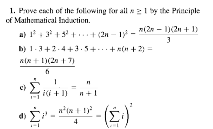 Solved Prove each of the following for all n≥1 ﻿by the | Chegg.com