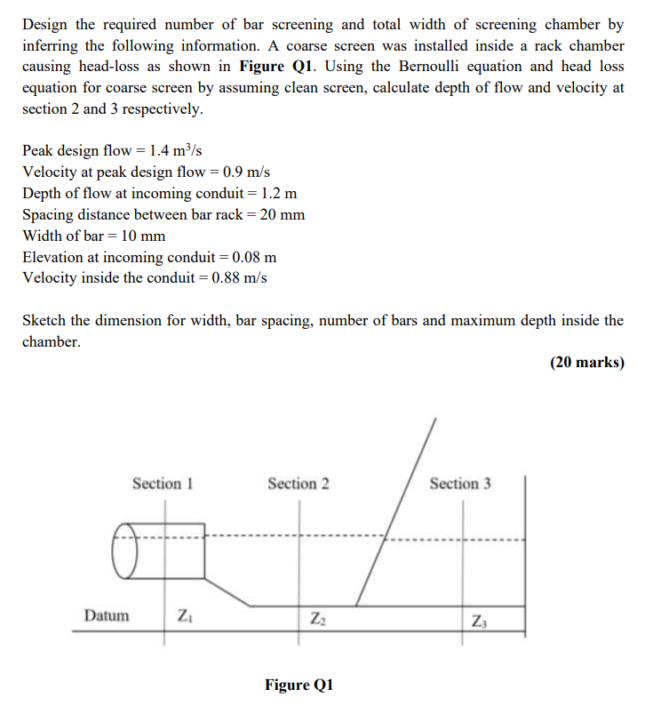 Design the required number of bar screening and total | Chegg.com