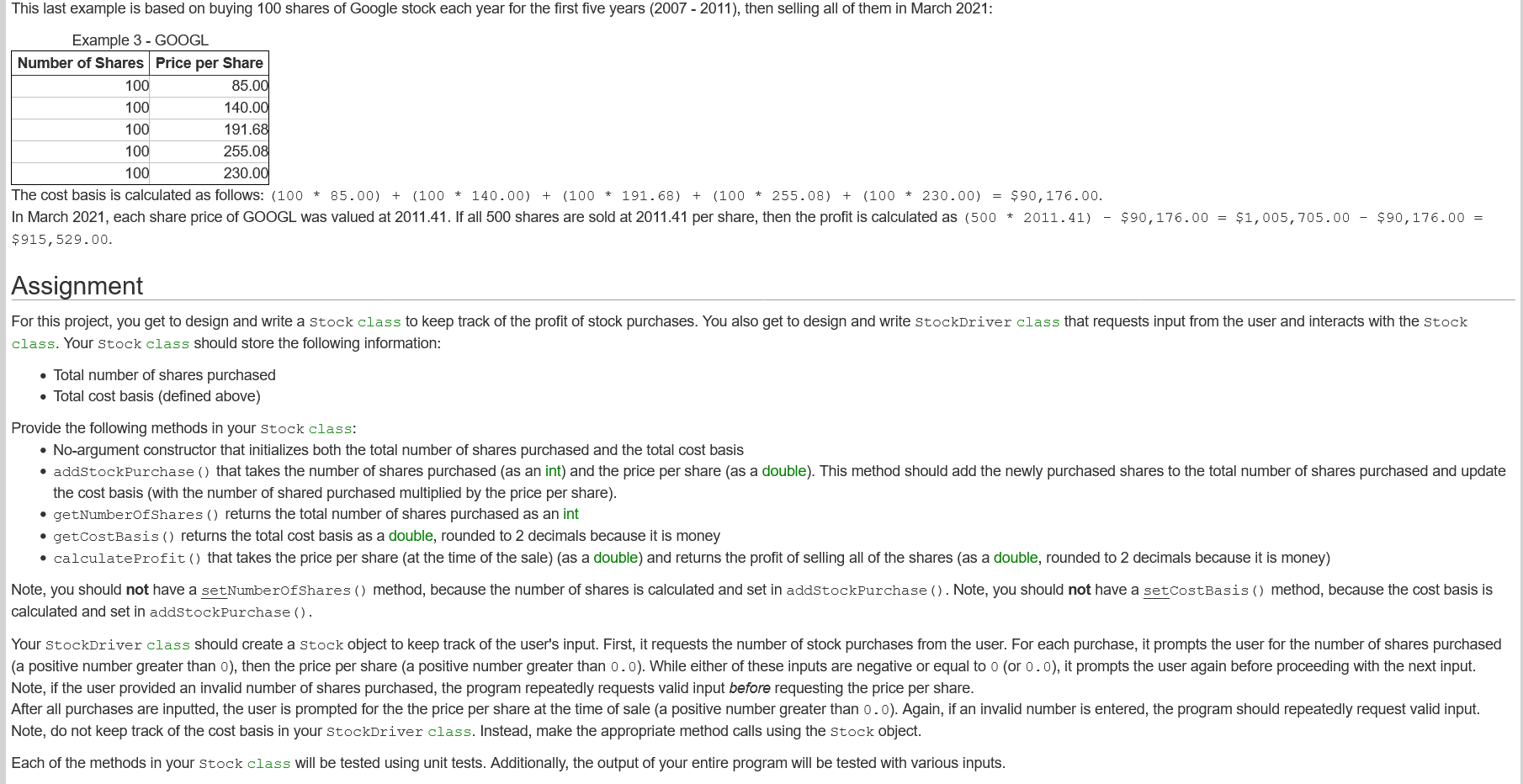 Solved Project 3: Stock Profits Calculator Previous | Chegg.com