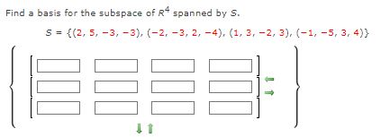 Solved Find a basis for the subspace of R4 ﻿spanned by S. | Chegg.com