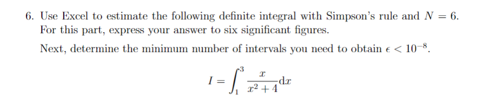 Solved Use Excel to estimate the following definite integral | Chegg.com