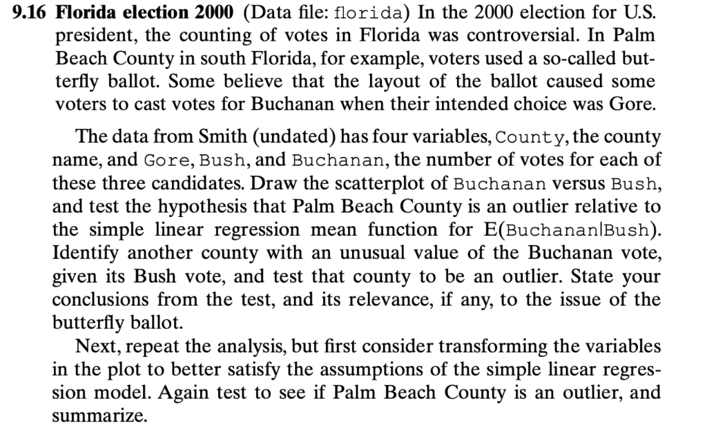 9.16 Florida election 2000 (Data file: florida) In | Chegg.com
