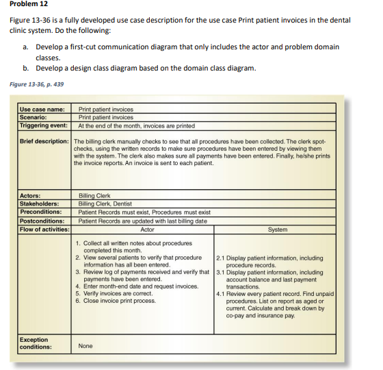 Solved Problem 12 Figure 13-36 is a fully developed use case | Chegg.com Solved Problem 12 Figure 13-36 is a fully developed use case | Chegg.com