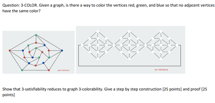 Solved Question: 3-COLOR. Given a graph, is there a way to | Chegg.com