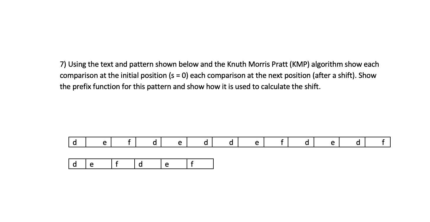 Solved 7) Using the text and pattern shown below and the | Chegg.com