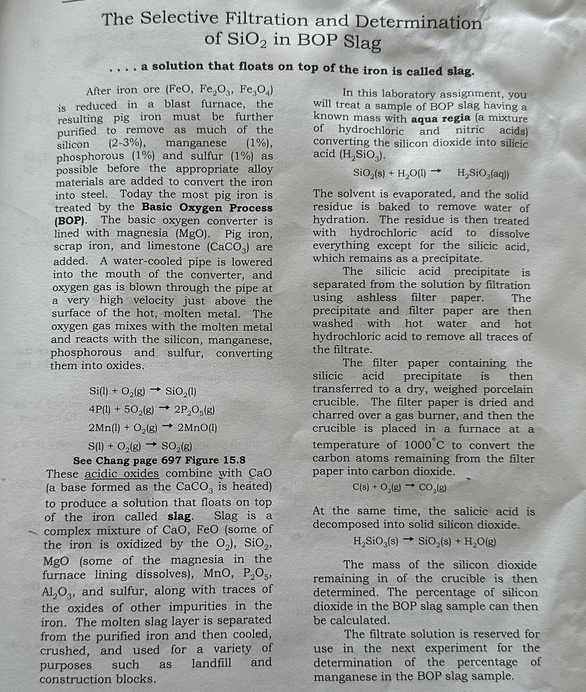 Solved In an experiment trying to separate SiO2 from a BOP | Chegg.com