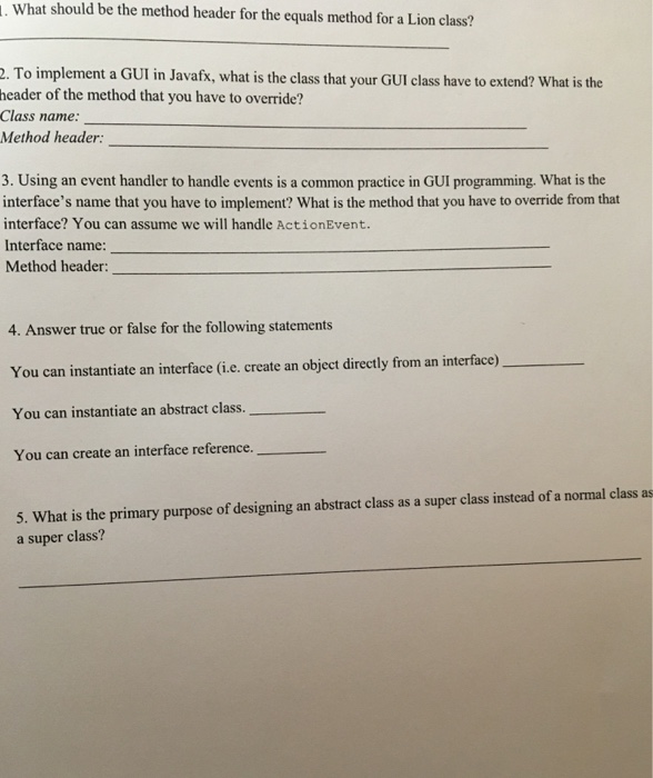 Solved What should be the method header for the equals | Chegg.com