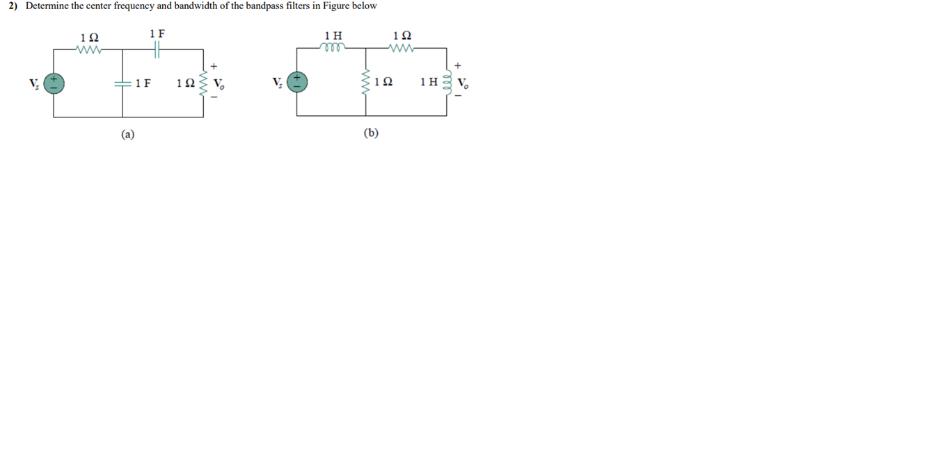 2) ﻿Determine the center frequency and bandwidth of | Chegg.com