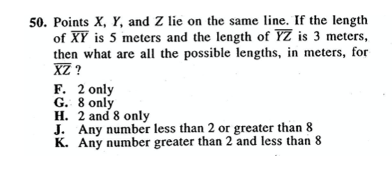 Solved 50. Points X, Y, and Z lie on the same line. If the | Chegg.com