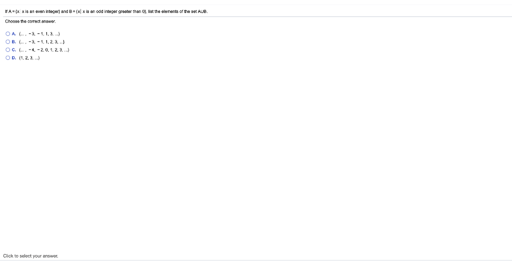 Solved If A={x x is an even Integer) and B = {xl x is an odd | Chegg.com