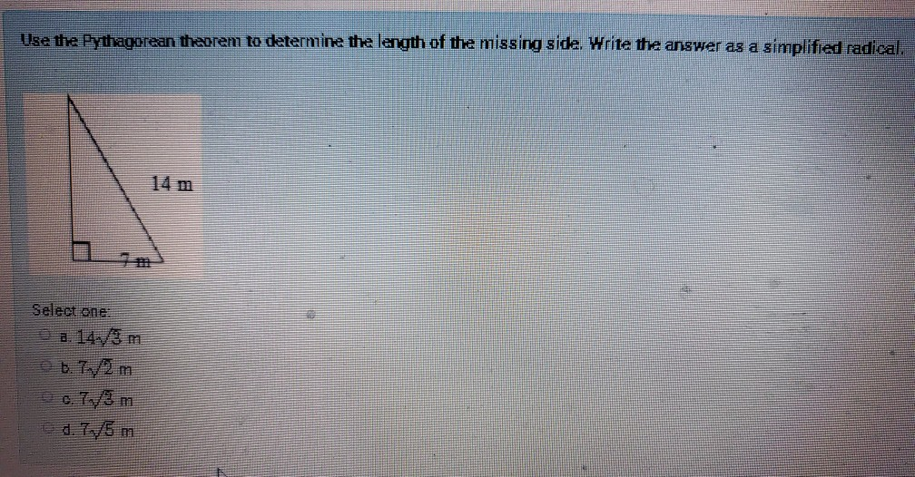 Solved Use the Pythagorean theorem to determine the length | Chegg.com