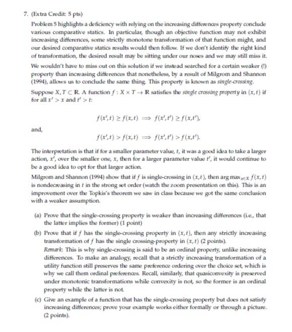7. (Extra Credit: 5 pts) Problem 5 highlights a | Chegg.com