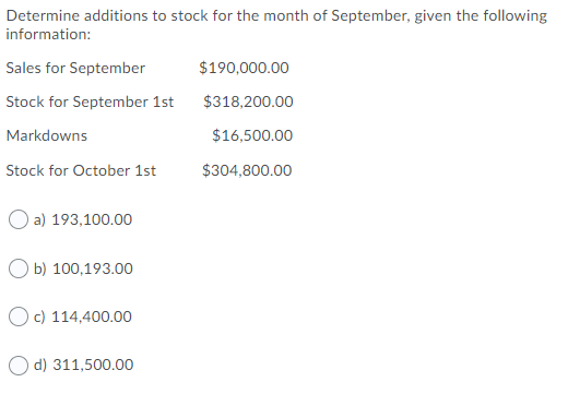 Solved Determine additions to stock for the month of | Chegg.com
