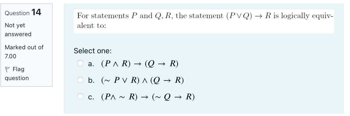 Solved Question 14 For statements P and Q, R, the statement | Chegg.com
