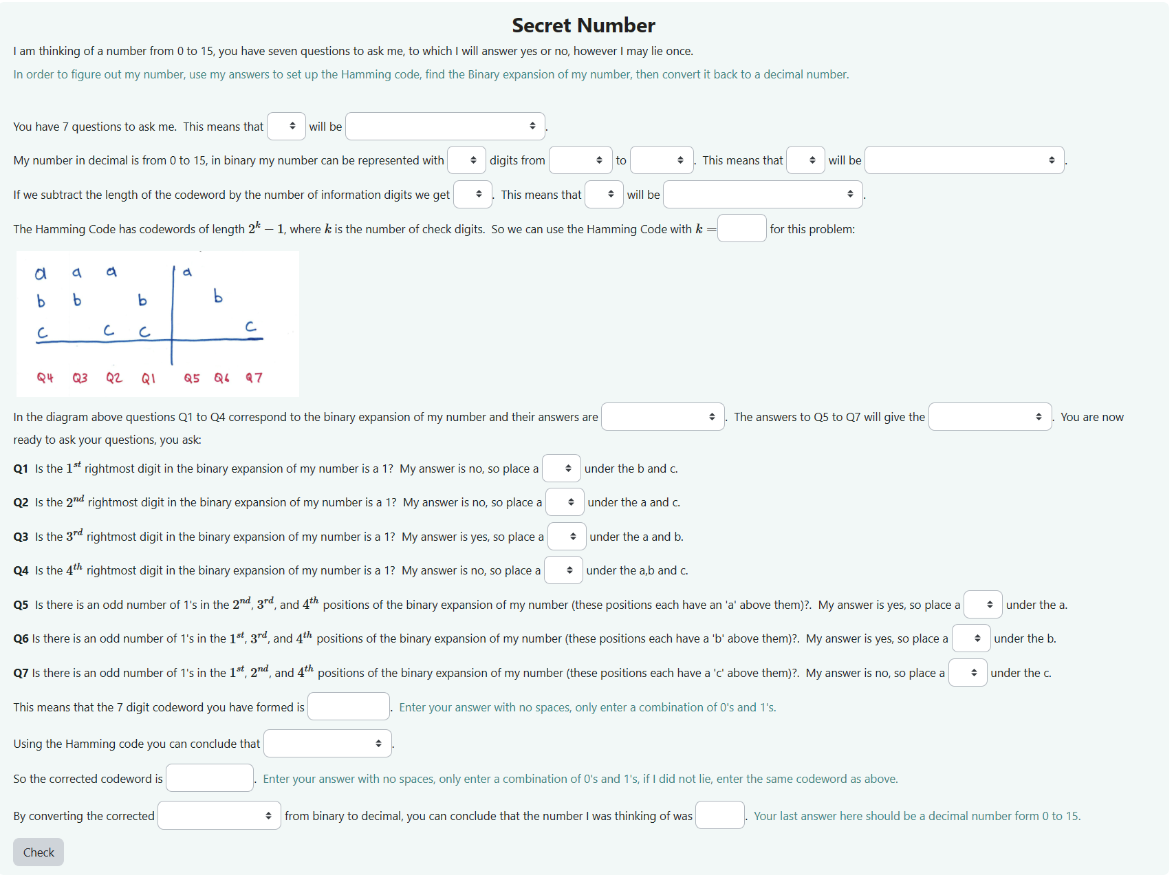 Solved Secret Number I am thinking of a number from 0 to 15 | Chegg.com