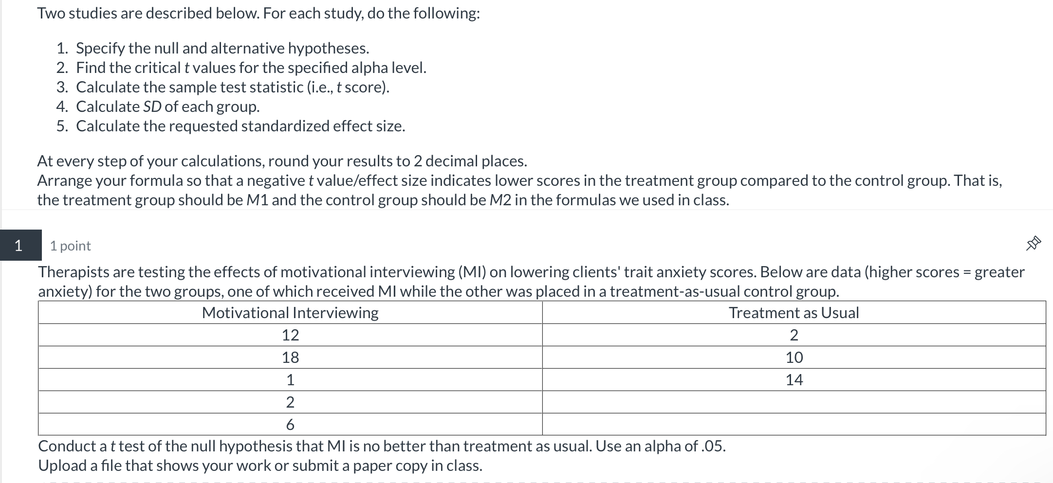 Solved Two studies are described below. For each study, do | Chegg.com