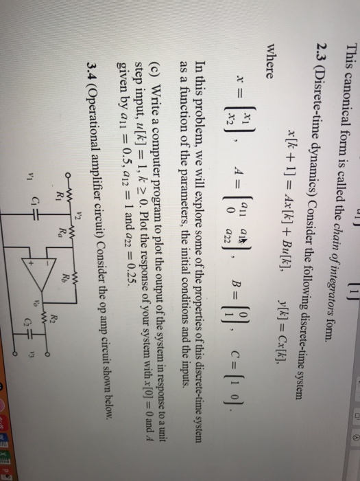 Solved This canonical form is called the chain of | Chegg.com