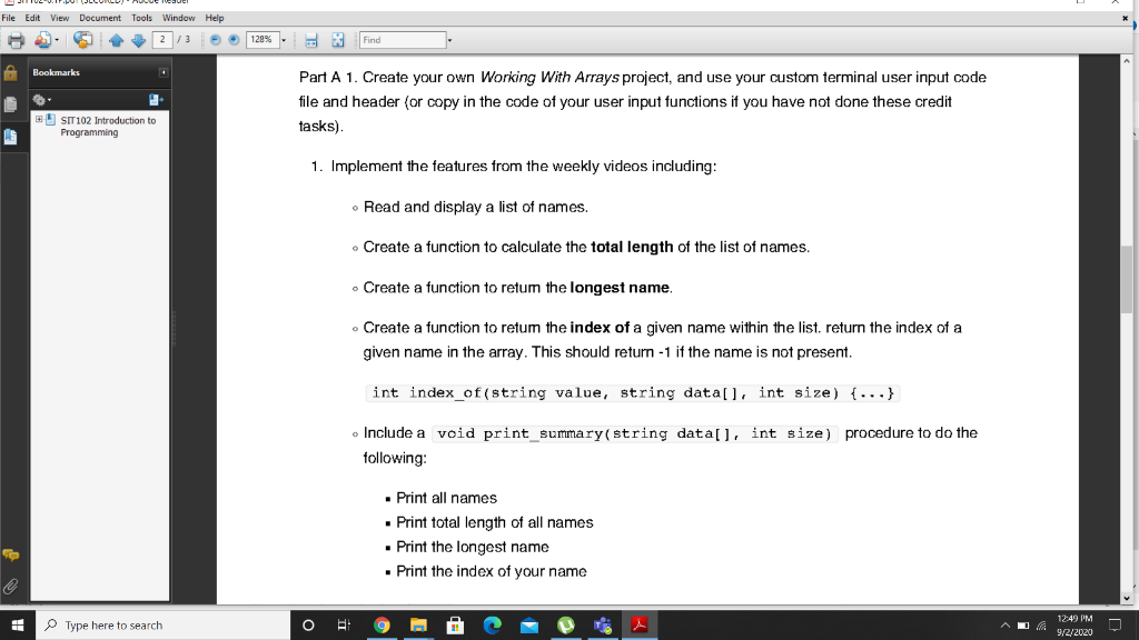 File Edit View Document Tools Window Help 2 / 3 128% | Chegg.com