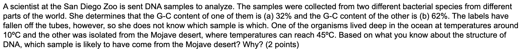 Solved A scientist at the San Diego Zoo is sent DNA samples | Chegg.com