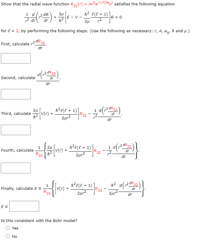 Solved Show That The Radial Wave Function R32 R