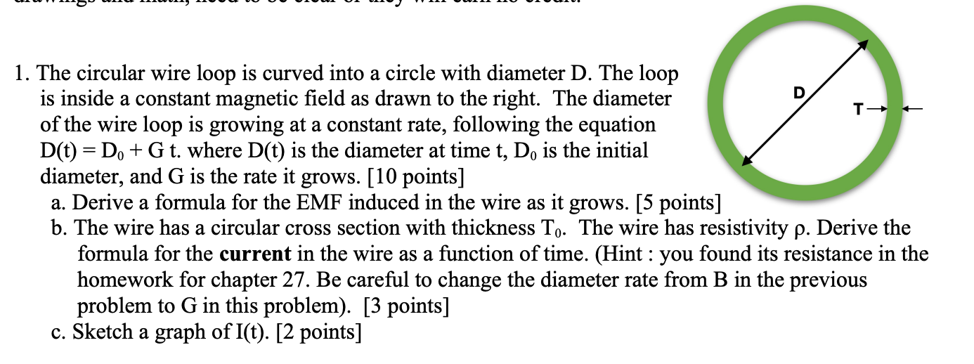 Solved 1. The circular wire loop is curved into a circle | Chegg.com