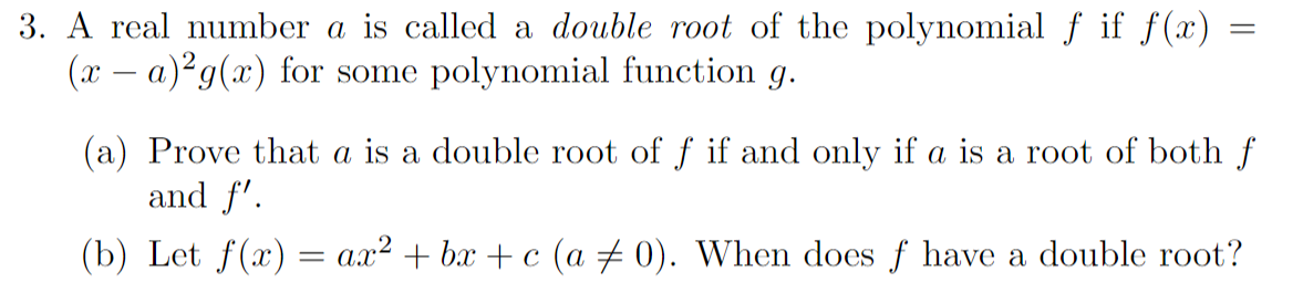 Solved A real numberais called adouble rootof the | Chegg.com