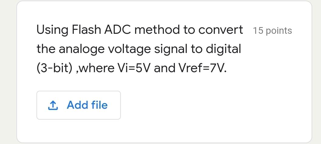 Solved Using Flash ADC method to convert the analoge voltage | Chegg.com