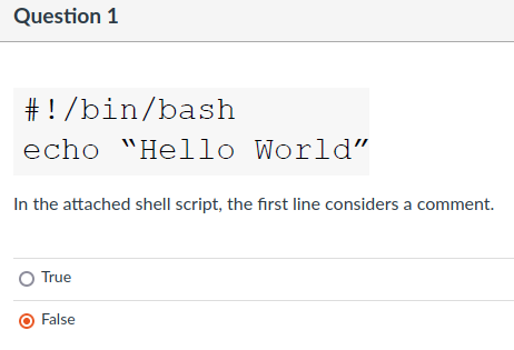 Solved Question 1 #!/bin/bash echo "Hello World" In the | Chegg.com