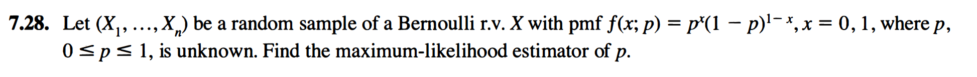 Solved .28. Let (X1,…,Xn) be a random sample of a Bernoulli | Chegg.com