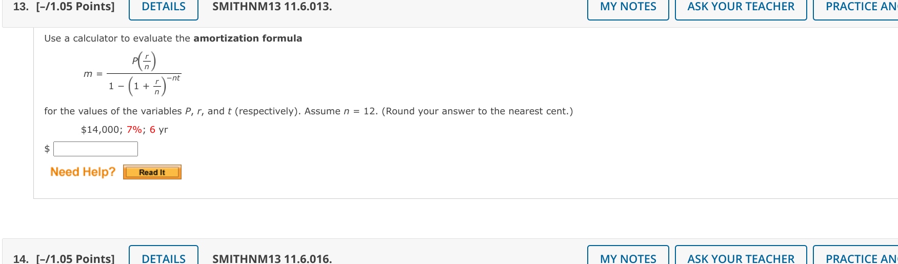 Solved Use a calculator to evaluate the amortization formula | Chegg.com