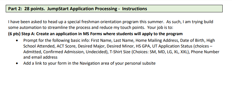 Solved Part 2: 28 points. JumpStart Application Processing - | Chegg.com