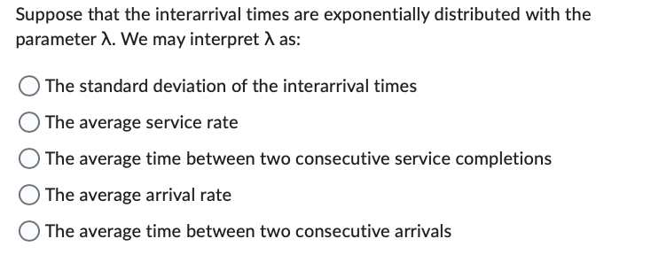 Solved Suppose that the interarrival times are exponentially | Chegg.com