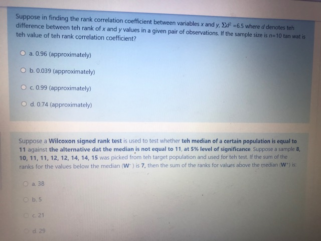 Solved Suppose in finding the rank correlation coefficient | Chegg.com