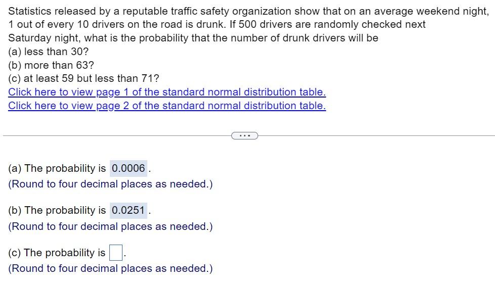 Solved Statistics released by a reputable traffic safety | Chegg.com