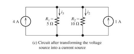 Solved (c) Circuit after transforming the voltage source | Chegg.com