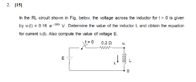 Solved 2. [15] In the RL circuit shown in Fig. below, the | Chegg.com