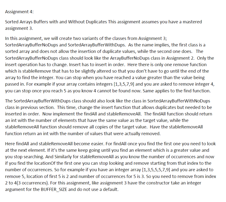Solved Assignment 4: Sorted Arrays Buffers with and Without | Chegg.com