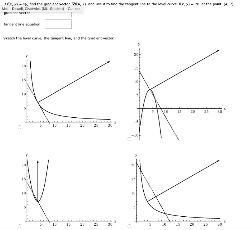 Solved If f(x, y) = xy, find the gradient vector Vf(4,7) and | Chegg.com