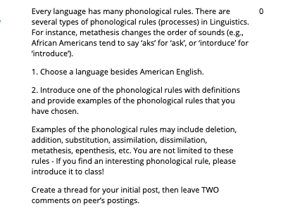 Solved 0 Every language has many phonological rules. There | Chegg.com