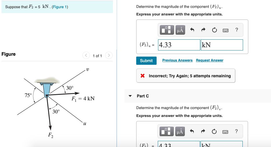 Solved Suppose that Fi = 5 kN . (Figure 1) Determine the | Chegg.com