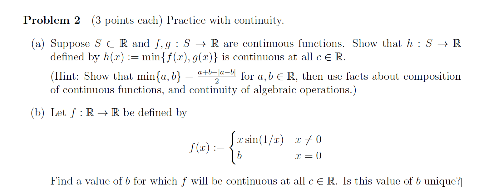Solved Problem 2 (3 points each) Practice with continuity. C | Chegg.com