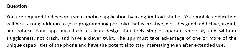 Solved Question You are required to develop a small mobile | Chegg.com