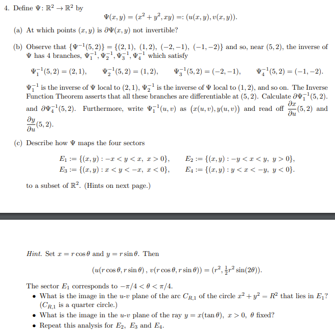 Solved 4. Define : R2 + R2 by V(x, y) = (x2 + y², cy) = | Chegg.com