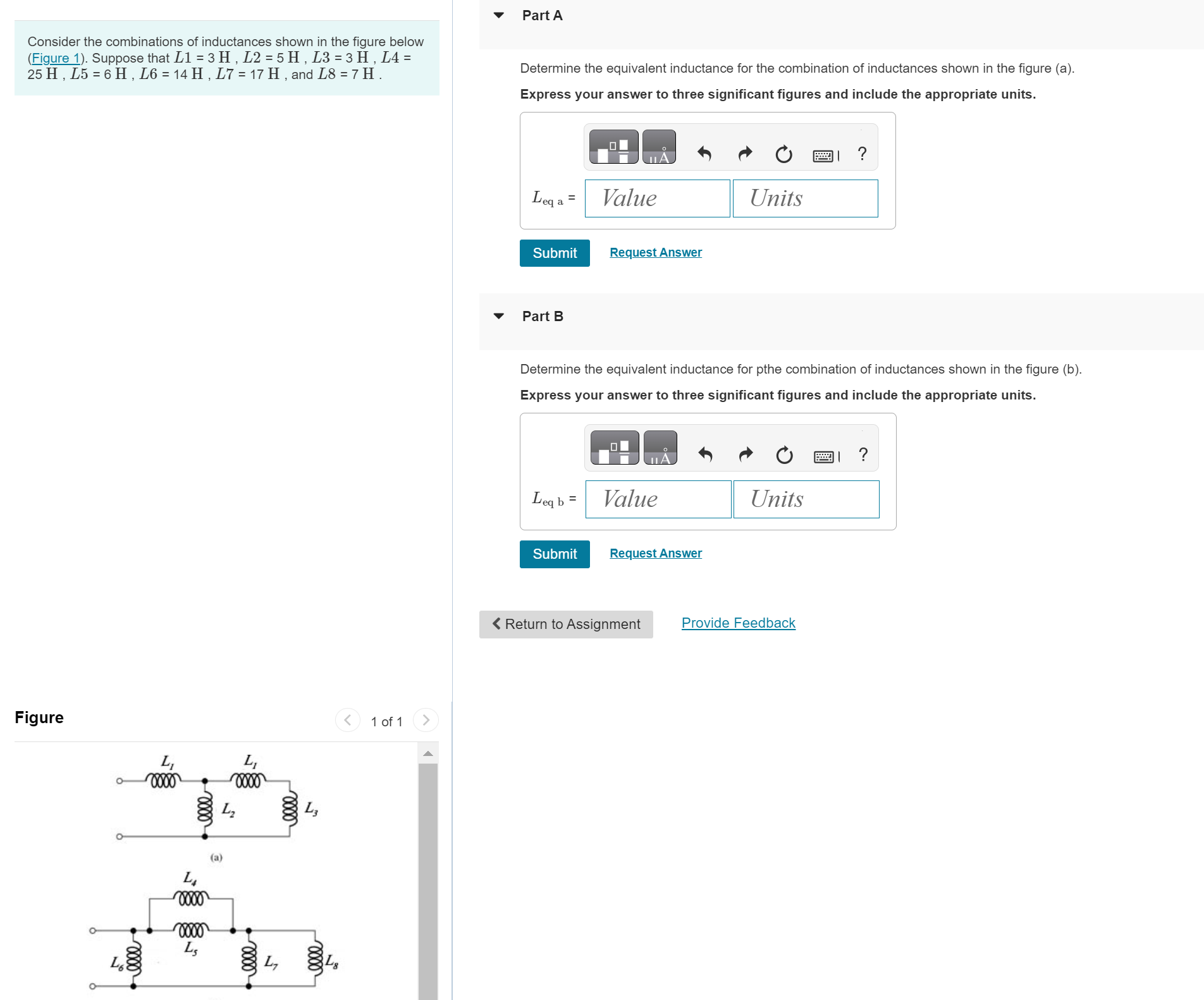 Solved Consider the combinations of inductances shown in the | Chegg.com